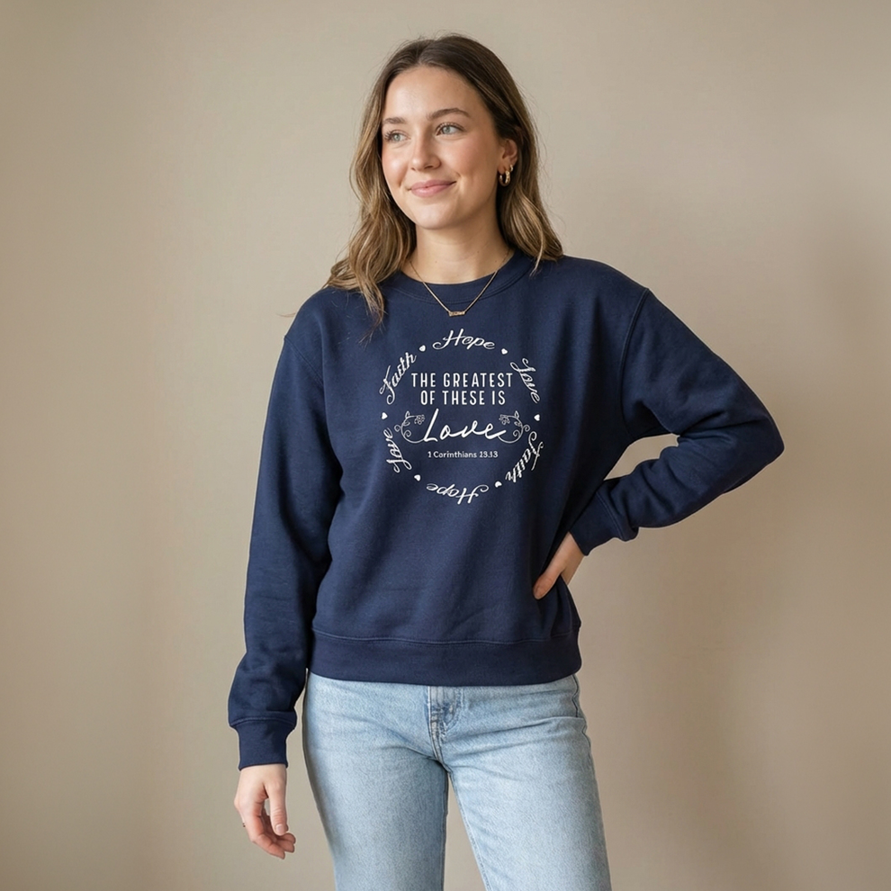 1 Cor 13_13 Crewneck – Fashioned by Faith